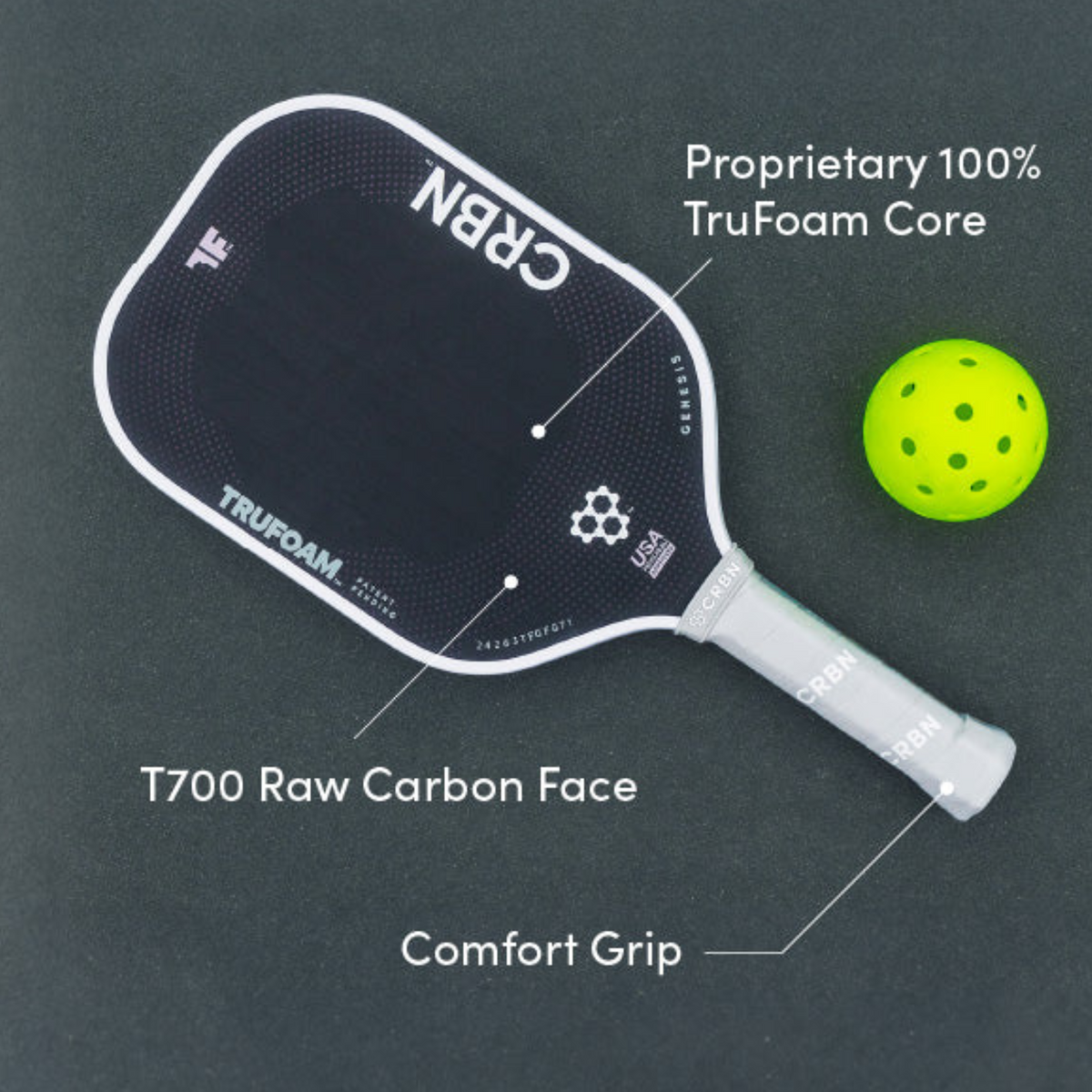 CRBN¹ TruFoam Genesis Elongated Long Handle Pickleball Paddle ...